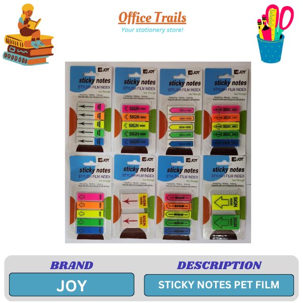 Joy Sticky Notes Sign Here Arrow Flag Sticky Note PET 5 in 1 Sold Per ...