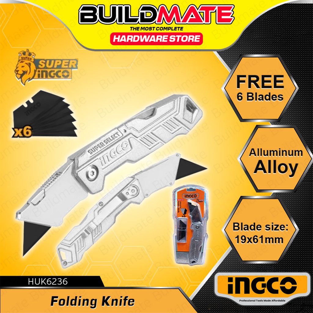Buildmate x INGCO Folding Knife Cutting Blade for Board or Paper Cutter Cutting Tool HUK6236 ...