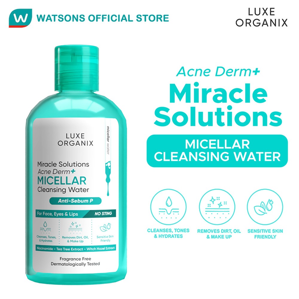 LUXE ORGANIX Miracle Solutions Acne Derm+ Micellar Cleansing Beauty ...