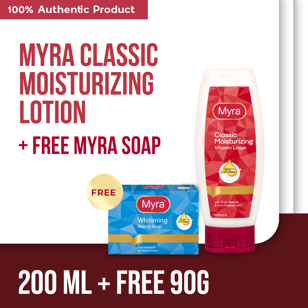Myra Classic Moisturizing Lotion 200ml + FREE Myra Whitening Beauty ...
