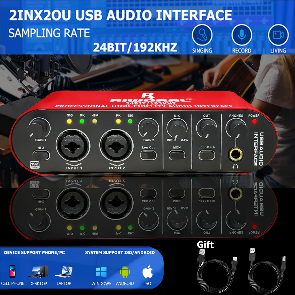 Audio interface stereo sound card 24 bit/192 kHz sound card USB interface computers music ...