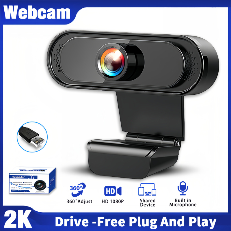 Webcam with Microphone 2K 1080P 720P Full HD High Quality Camera for PC ...