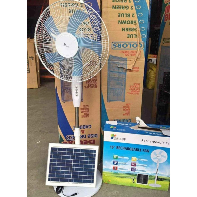 SOLAR STAND FAN Rechargeable with Solar Panel and remote control Solar ...