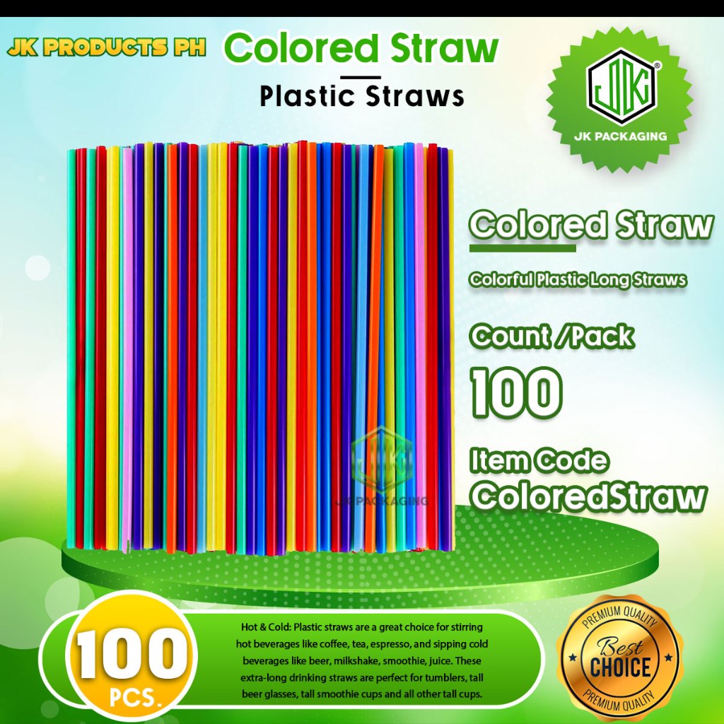 Drinking Straws,【 100 PCS】PACK Colorful Plastic Straws Disposable ...