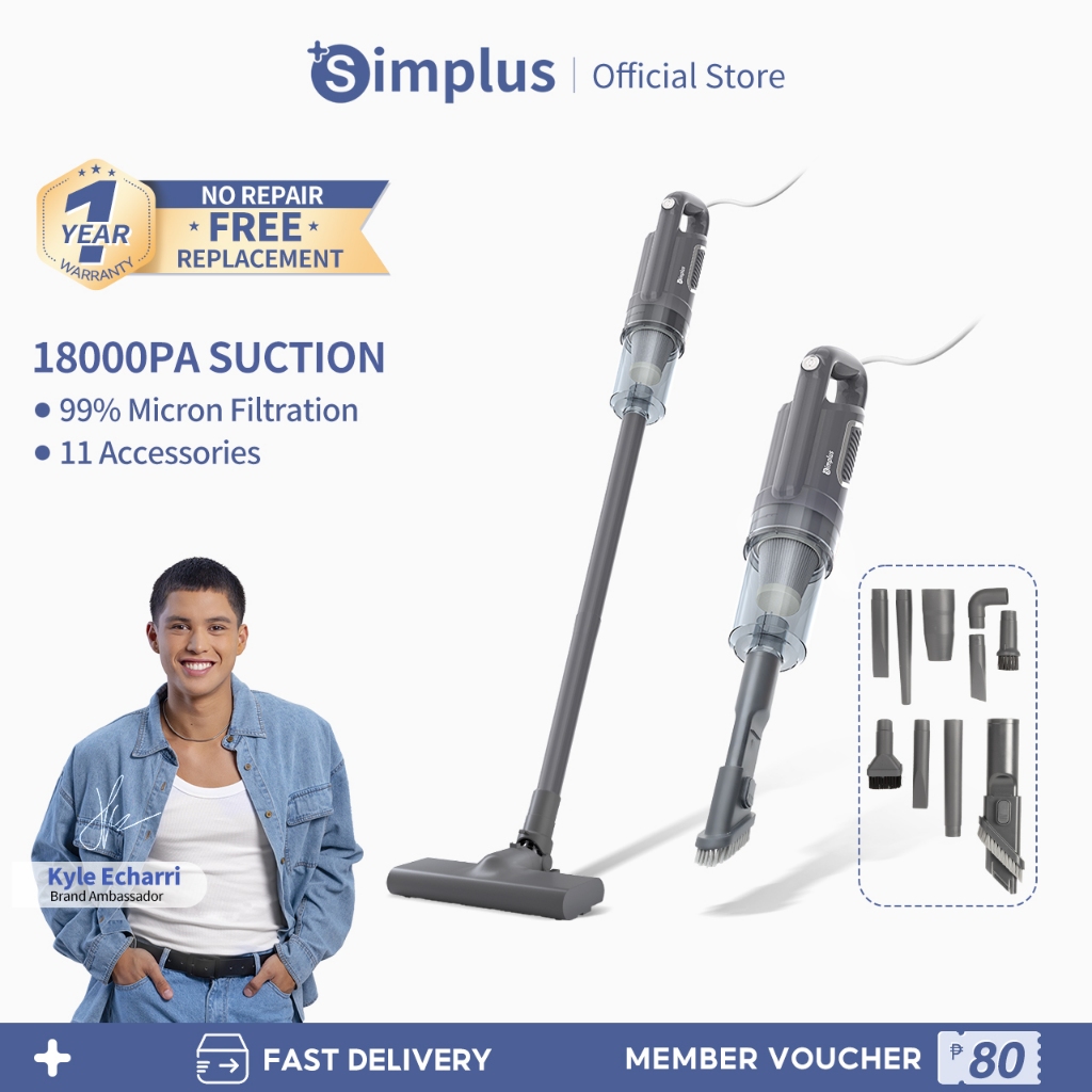Simplus Vacuum Cleaner Upgraded 18000 PA Strong Suction(with 9 ...