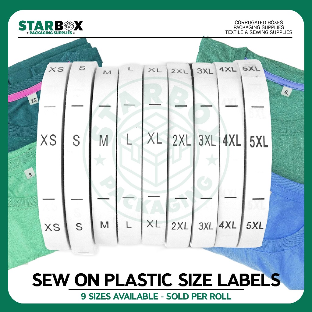 STARBOX (Sold per Roll) Plastic Size Labels for Clothing Garments and ...