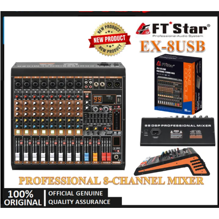 FT STAR SPIDER 8-CH MIXER PROFESSIONAL 8 CHANNEL MIXING CONSOLE AUX ...