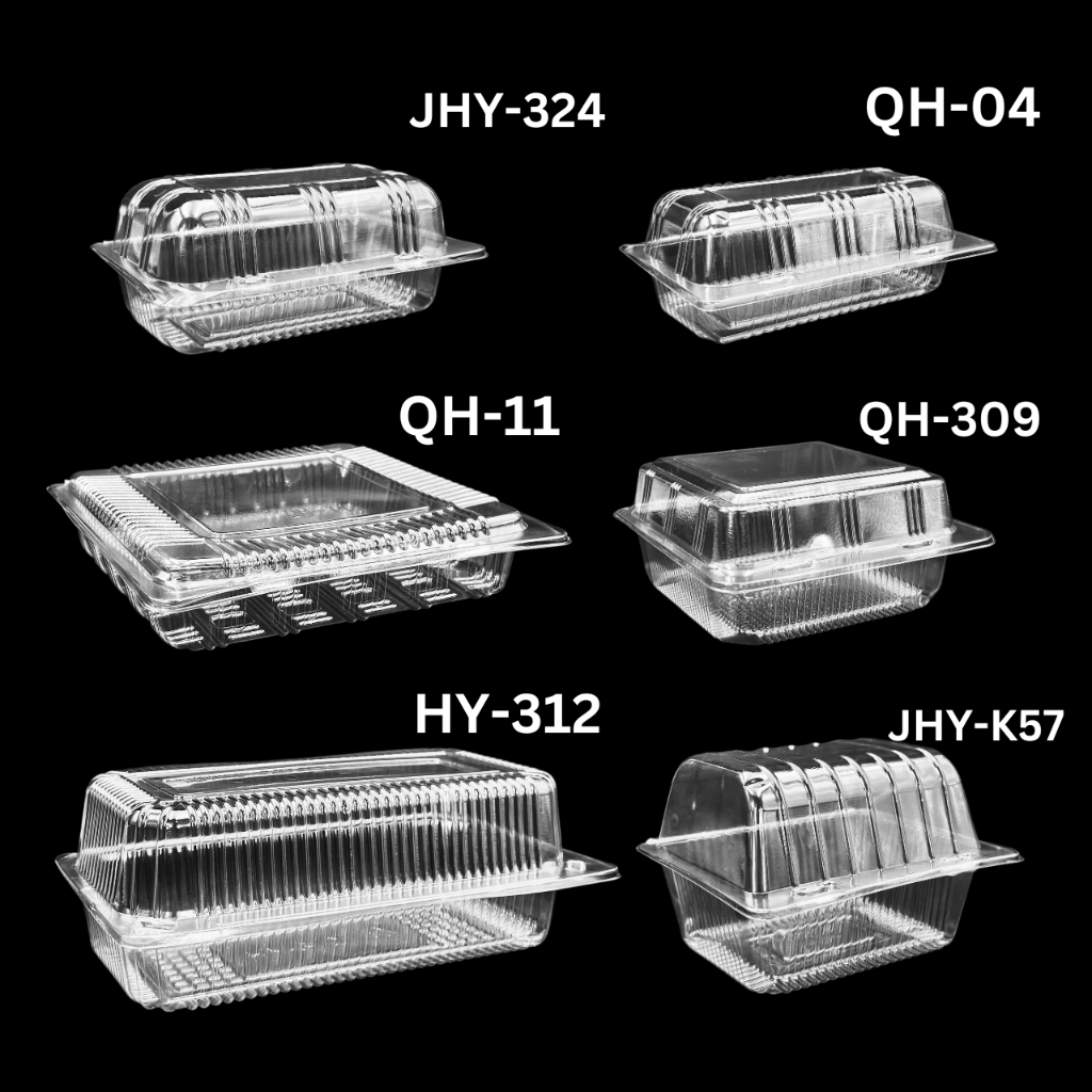 [10PCS] Square/Rectangle 6 Sizes Clear Clamshell Food Container Pastry ...