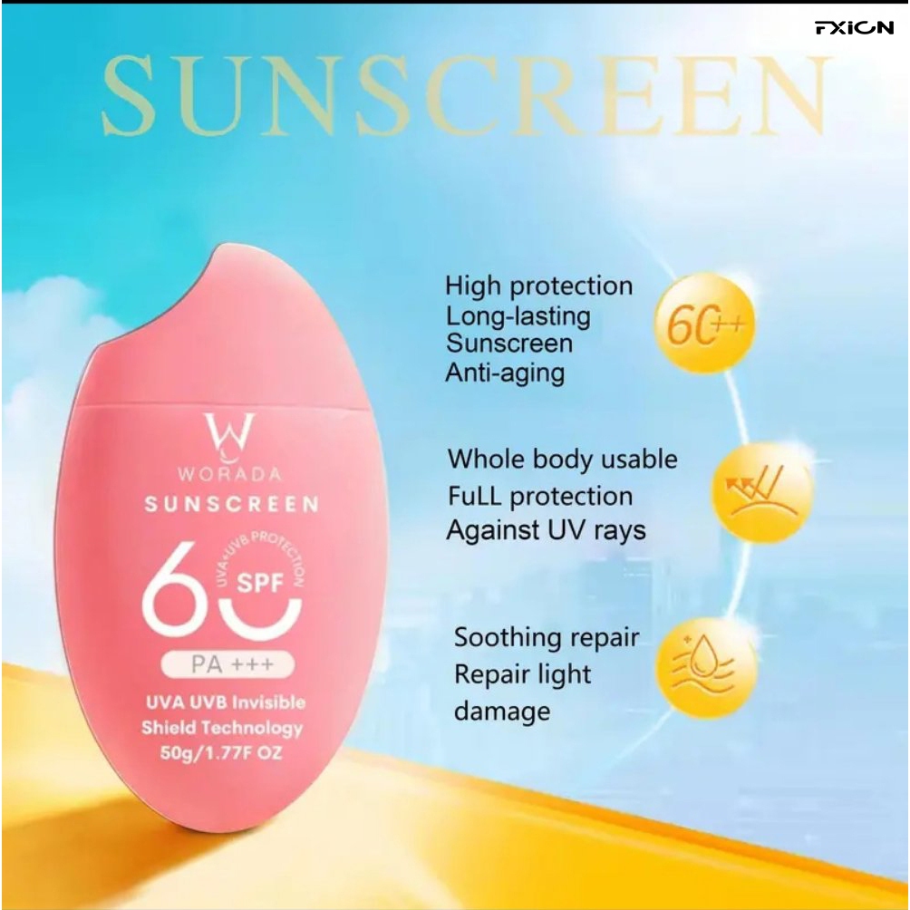 WORADA SPF60 Face Sunscreen 50g Sunblock Whitening Cream Long Lasting ...