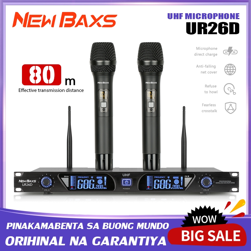 NEW BAXS UR26D Wireless Microphone May kasamang UHF FM Anti-Howling ...