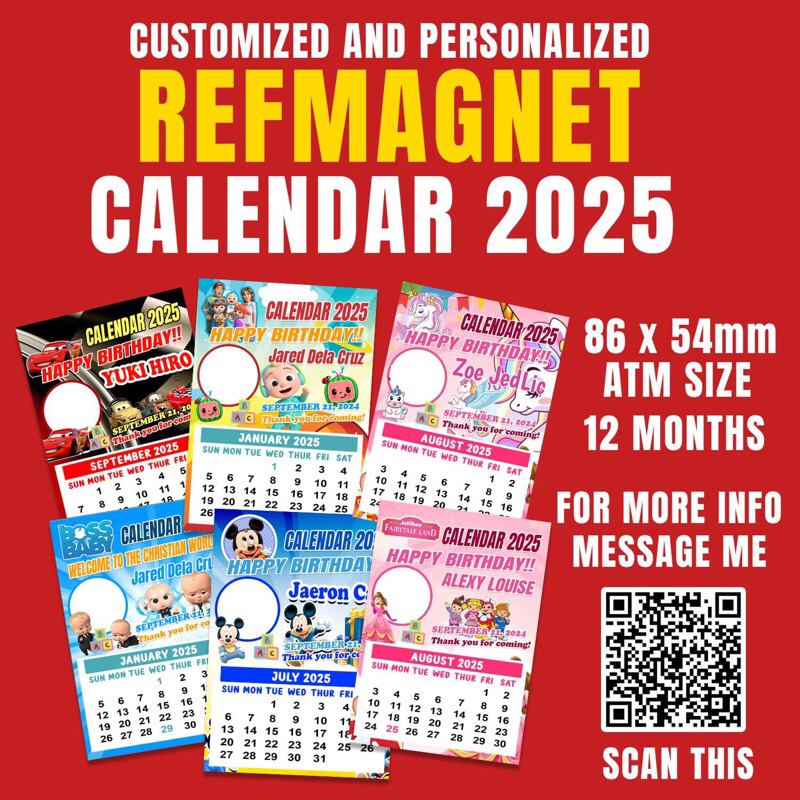 Refmagnet Calendar 2025 (atm size ) 86 x 54 mm | Shopee Philippines