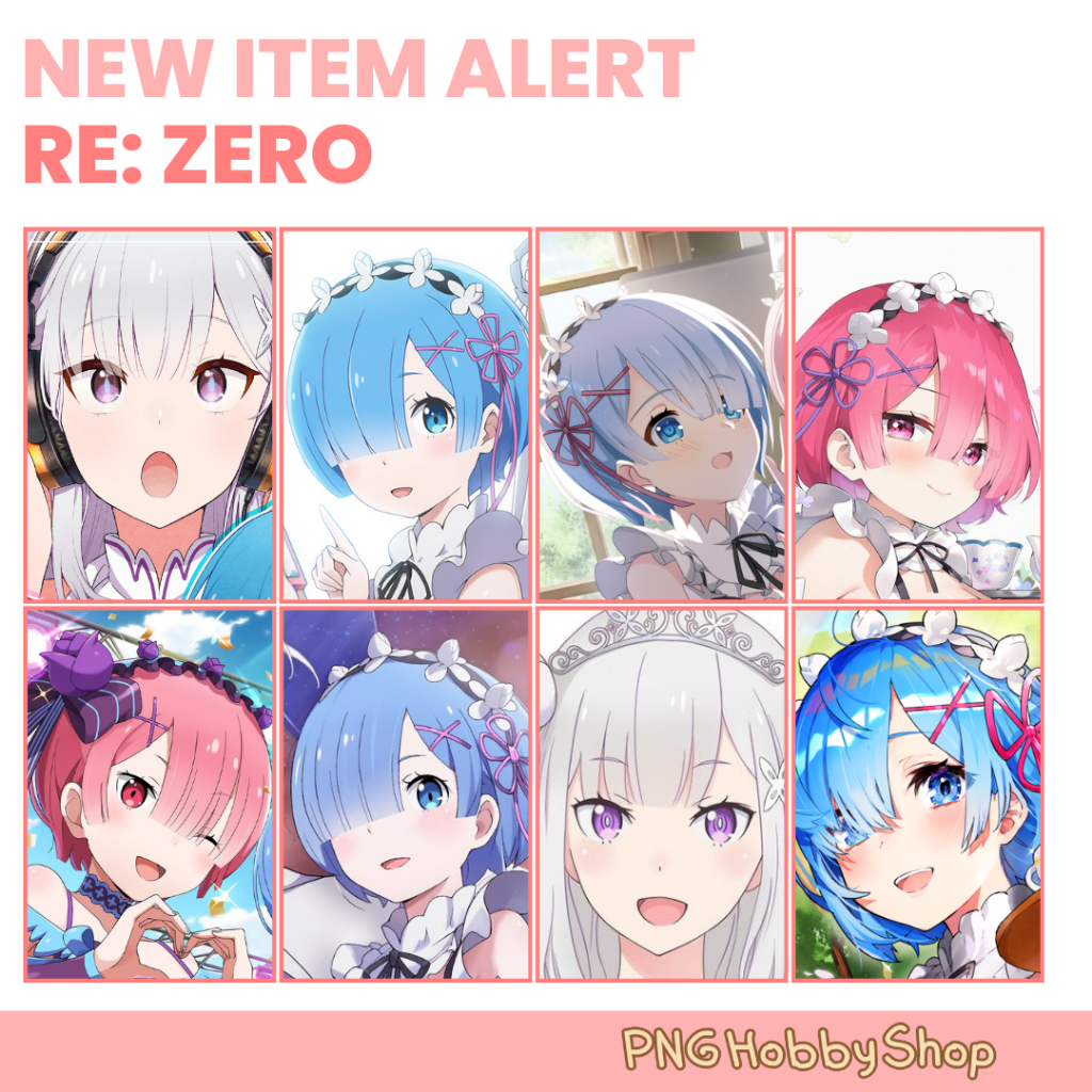 Rem Ram Emilia Re Zero Anime Photocards and Keychains - PNG Hobby Shop ...