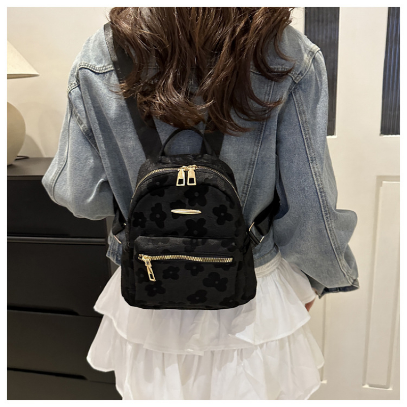 Women Fashion Casual Mini Cute Backpack Korean Floral Zipper Backpack ...