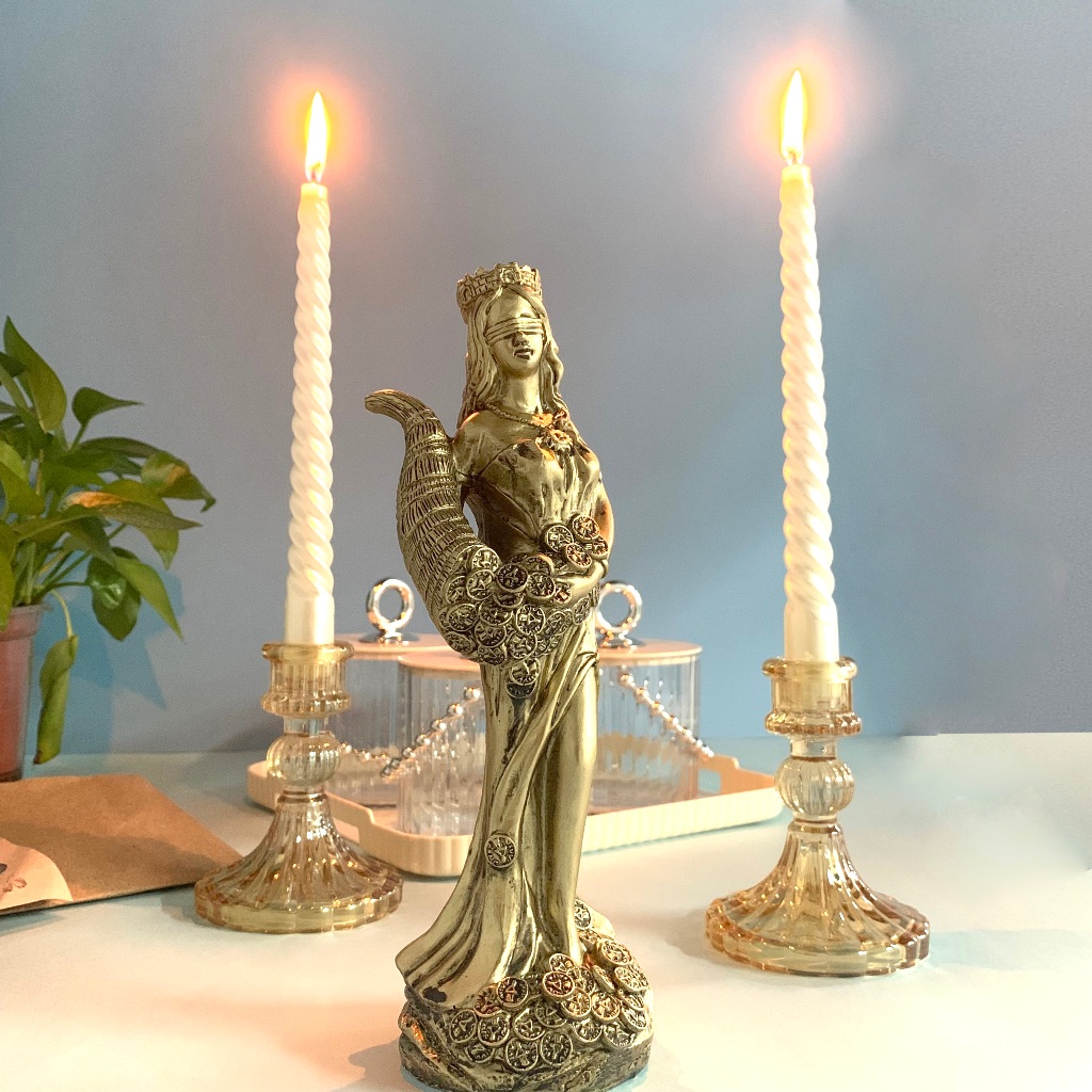 Office Ancient Greek Roman Goddess of Fortune decor Blindfolded Buena Fortuna Statue Vintage ...