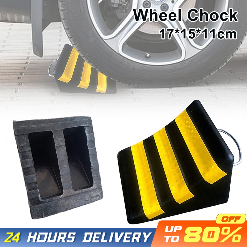 2Pcs Heavy Duty Rubber Car Vehicle Parking Wheel Stoppers Tire Chocks ...