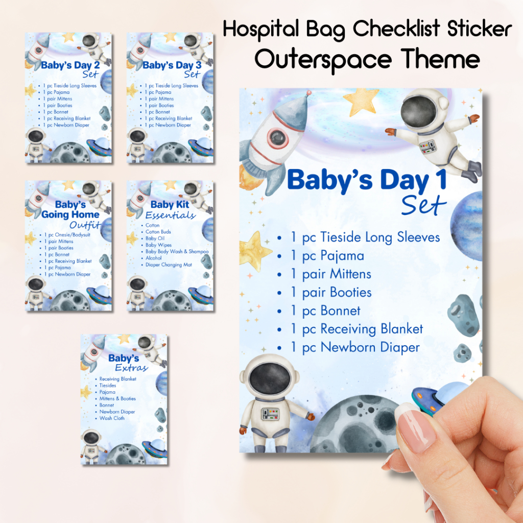 OUTERSPACE THEME - Hospital Bag Checklist Sticker for Ziplock | Shopee ...