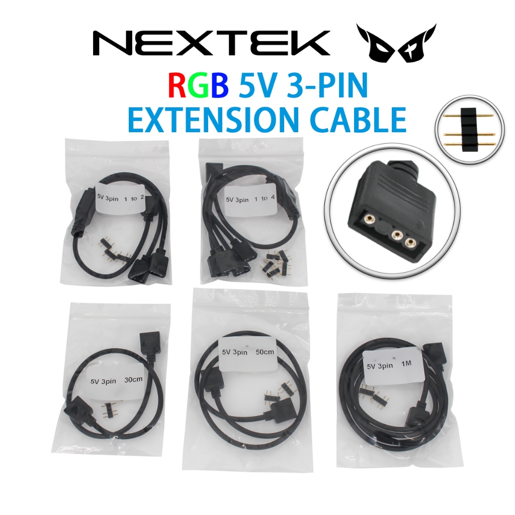 NEXTEK ARGB RGB 5V-3PIN Extension cable 30CM 50CM 100CM 1-to-2 1-to-4 ...