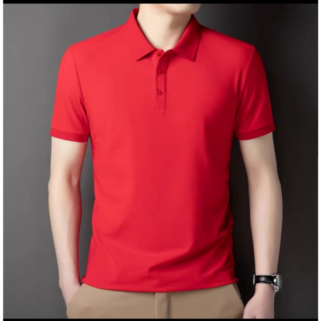 Men's drifit polo shirt unisex Quality korea red polo T-shirt | Shopee ...