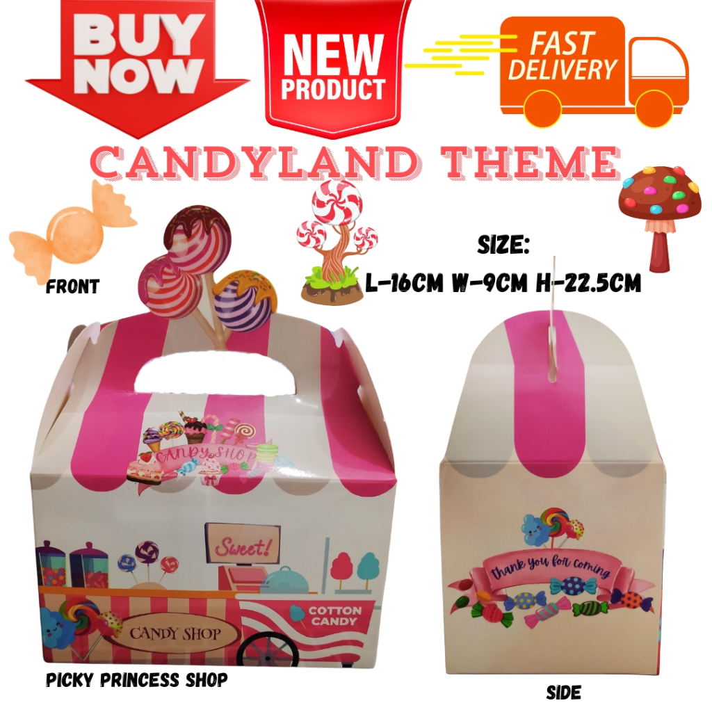 Candyland Party Favor Treat Box Candyland Lollipop Design Goody Gift ...