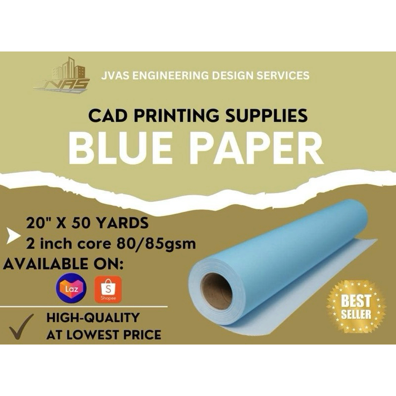 Blue paper roll 20inch x 50 yards Digital Blueprint Paper (dual sided ...