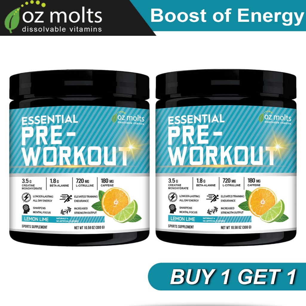 Ozmolts Pre Workout Supplement with Creatine Monohydrate to Elevate Workout Intensity 300g ...