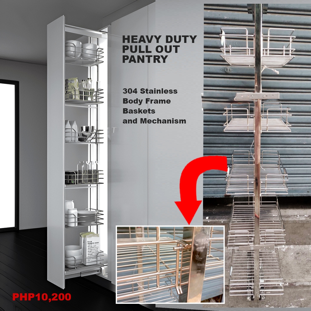 Heavy Duty Pantry Stainless Body Frame 5 layer Pull out / Kitchen ...