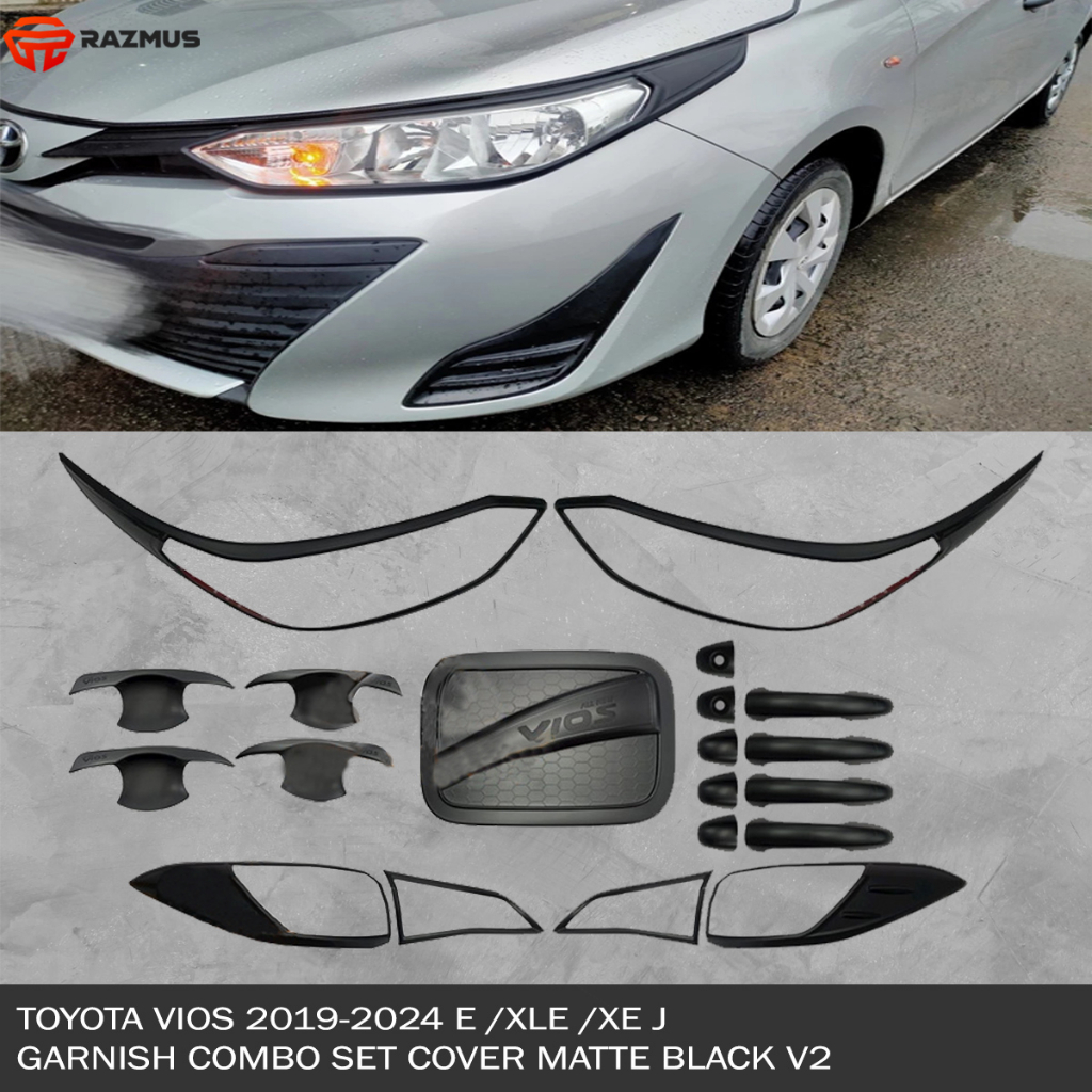 Toyota Vios 2019 to 2024 E / XLE / XE / J Garnish Combo set cover Matte ...