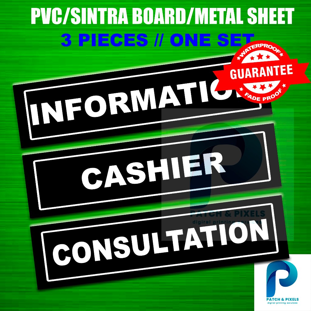Customized Sign PVC/Sticker /Sintra Board 3 Pieces (1 set) | Shopee ...