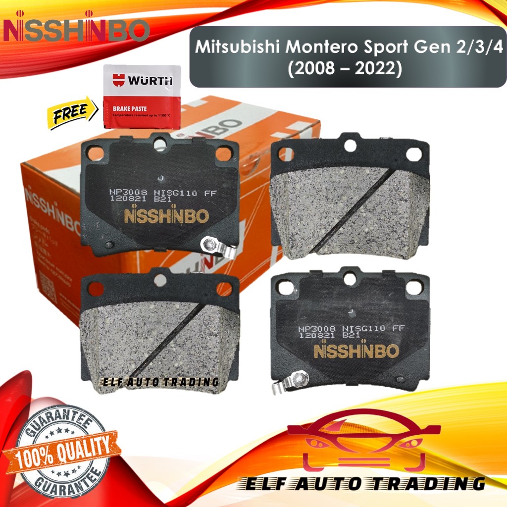 Genuine Nisshinbo Rear Brake Pads with SHIMS Mitsubishi Montero Sport ...
