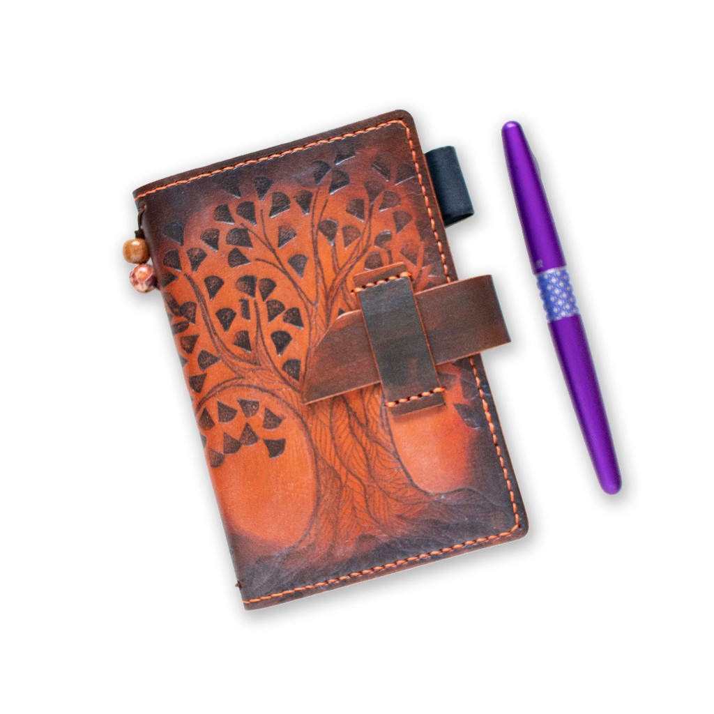 Leather Pocket Notebook Cover with Pyrography Design #1 | Shopee ...