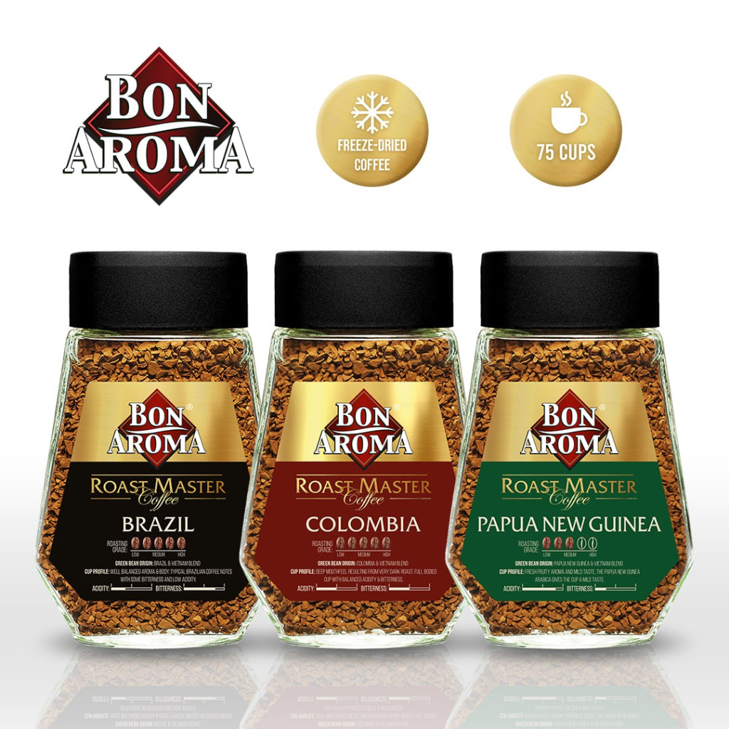 Bon Aroma Roast Master Coffee Assorted Flavors Freeze Dried 100g Pack ...
