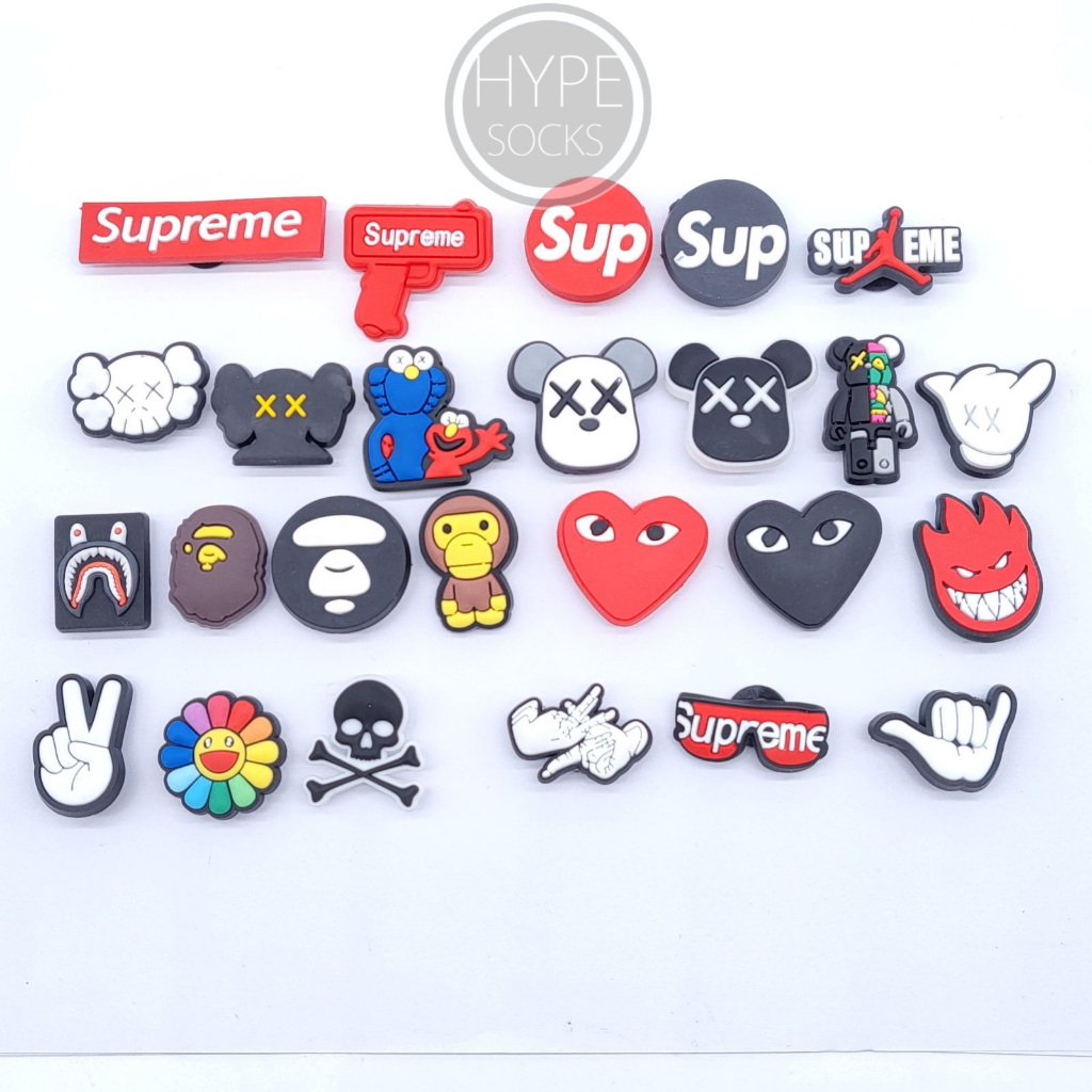supreme red personality Design Jibbitz Crocs Pins for shoes bags ...