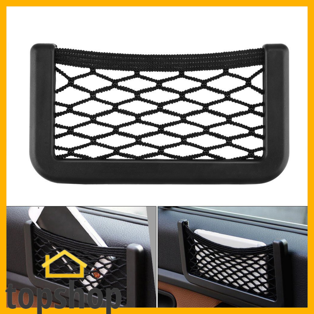TOPSHOP Car Storage Net Mesh Bag Phone Holder Pocket Organizer Elastic ...