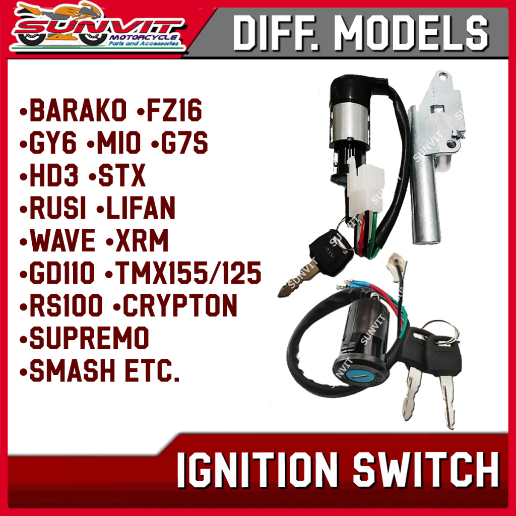 MOTORCYCLE IGNITION SWITCH XRM WAVE TMX BARAKO SMASH MIO STX RAIDER MIO ...