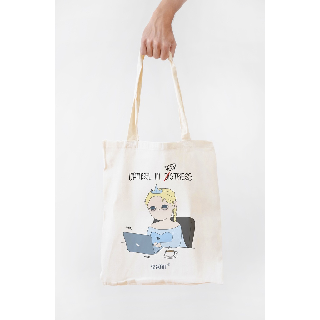 SSKAIT Elsa Damsel in deep stress Funny mood canvas tote bag | Shopee ...
