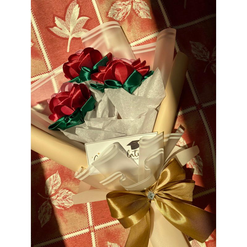 3 pcs Satin Ribbon Rose Bouquet | Shopee Philippines