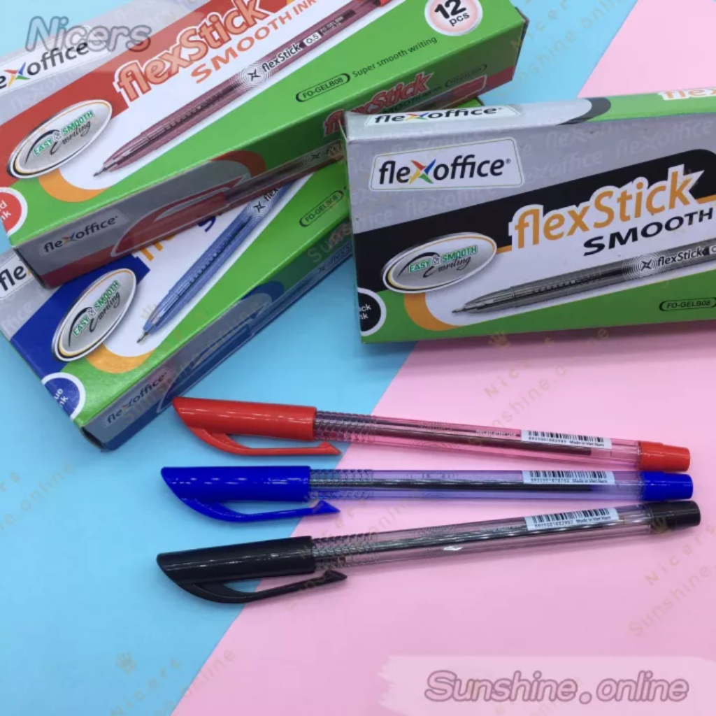 12pcs 0.5/0.7mm original Flexoffice flexstick smooth ink pen ballpen ...