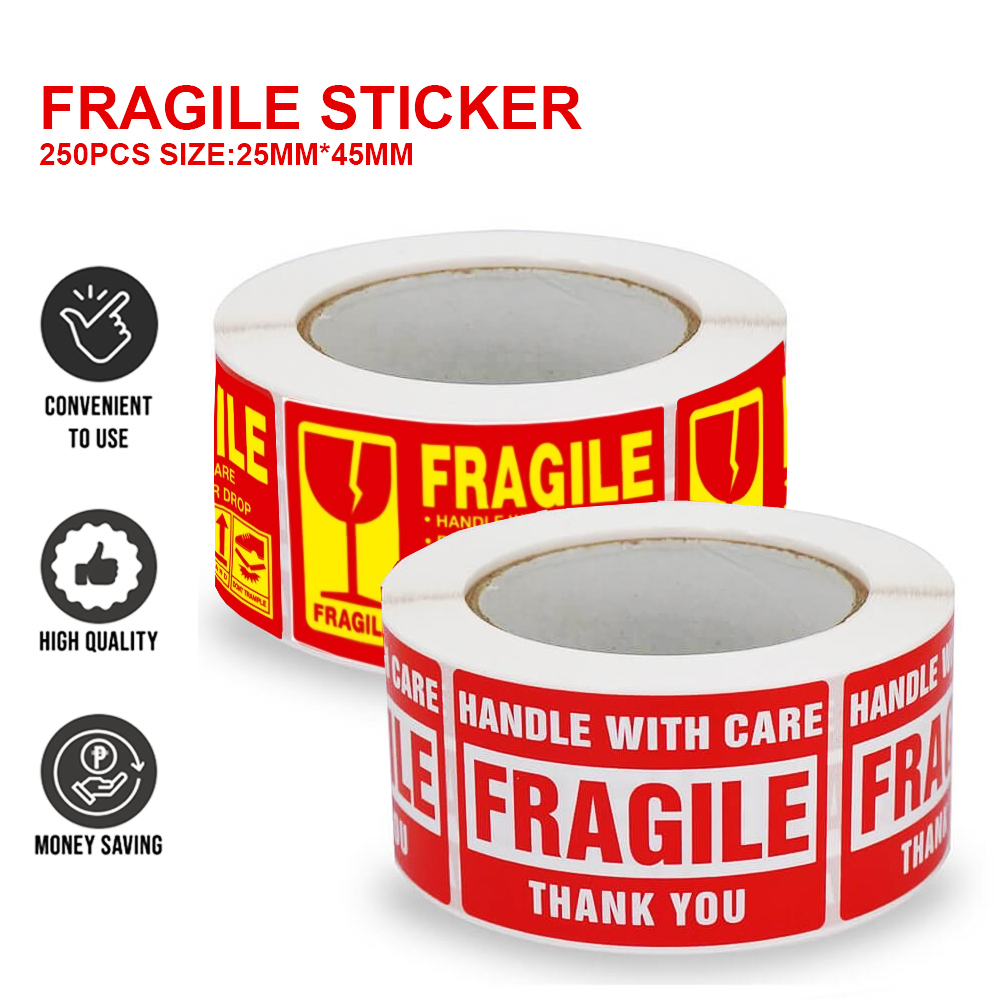 Fragile Sticker 250pcs SIZE: 25*45mm Fragile Tape Sticker Label Handle ...