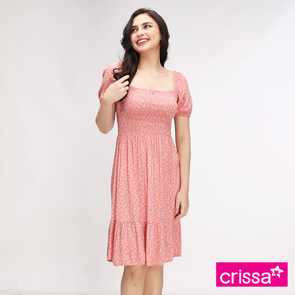 Crissa Woven Printed Rayon Short Sleeves Dress CSDT18-0126 | Shopee ...