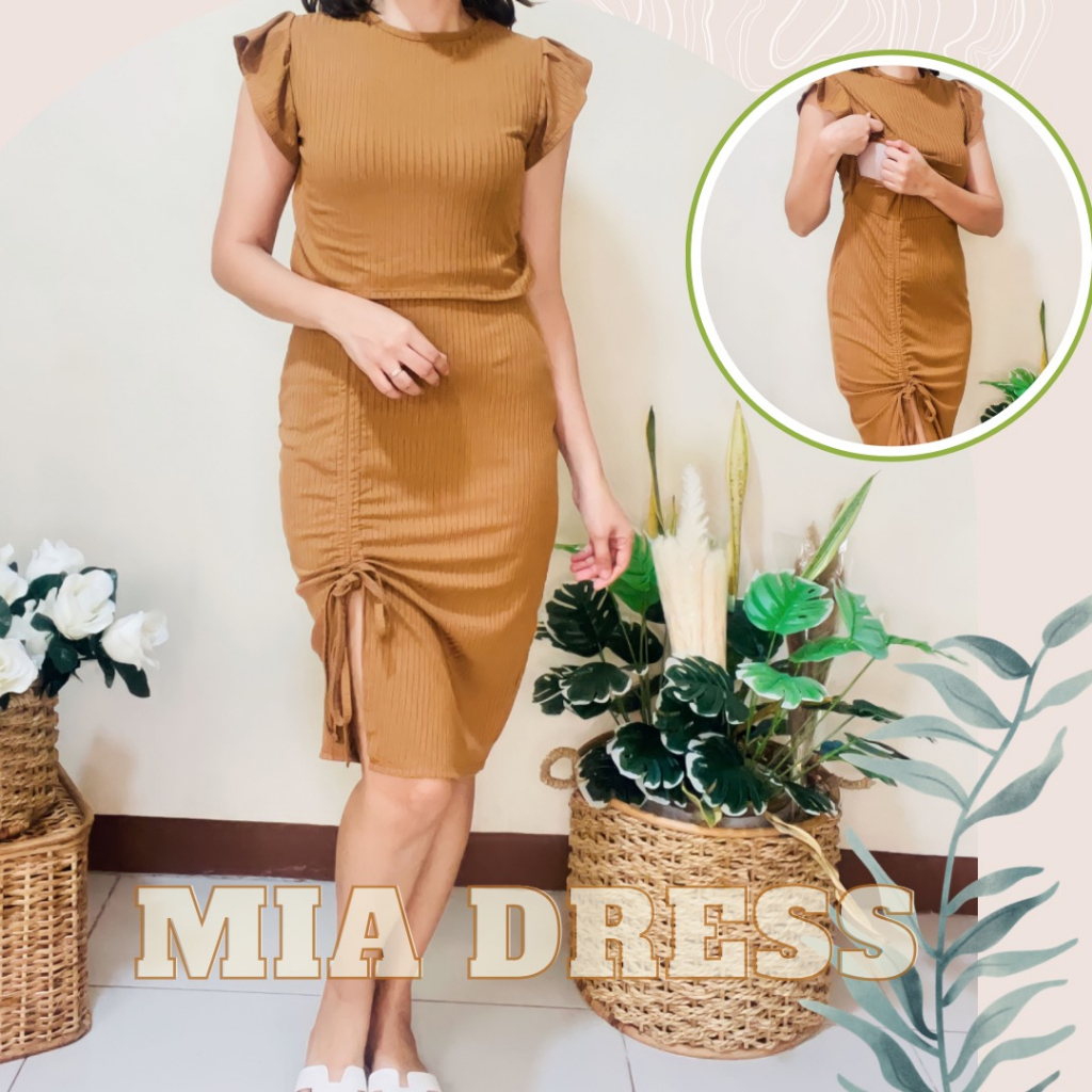 MIA KNITTED NURSING BREASTFEEDING MATERNITY DRESS 4X4 FABRIC FIT UP TO ...
