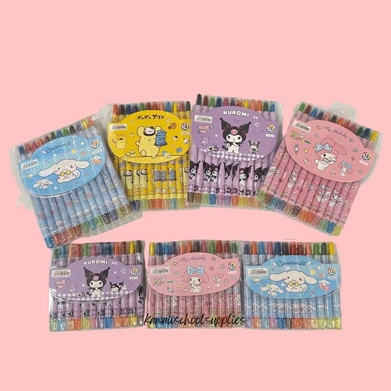 12 colors crayon sanrio twistable crayons kuromi melody school supplies ...