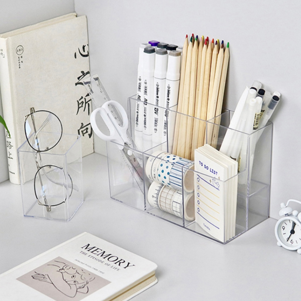 Cute Acrylic DIY Transparent Design Bear Pencil Pot Case Holder ...