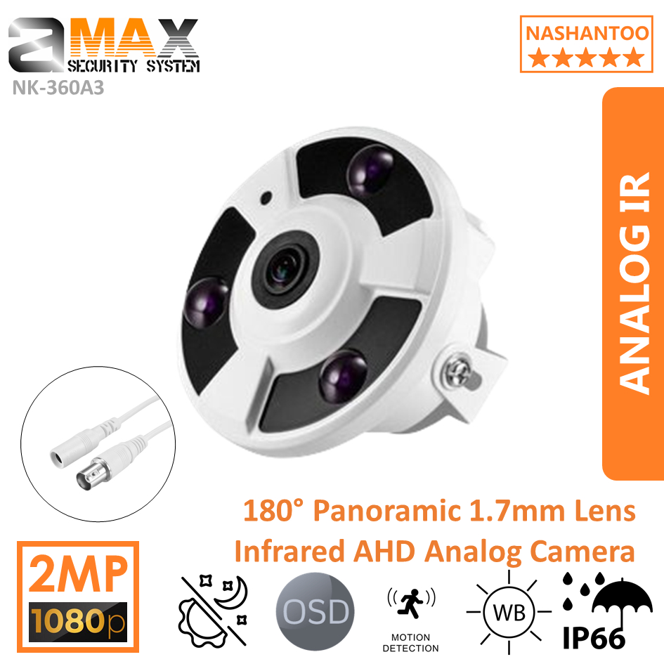 Amax 360 Fisheye 2MP 180° Panoramic 1.7mm Lens Infrared AHD Analog CCTV ...