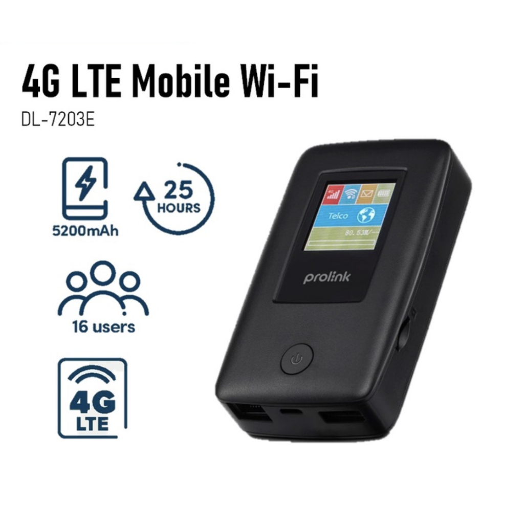 Prolink DL-7203E Pocket Wifi 4G LTE Mobile Wi-Fi UP TO 25 Hours Battery ...