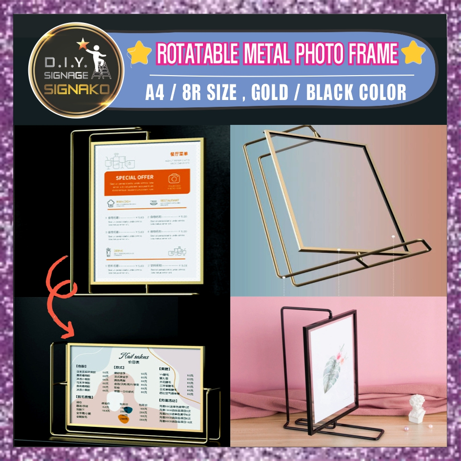 Rotatable Metal Photo Frame / Menu Counter Table Stand Wedding Poster ...