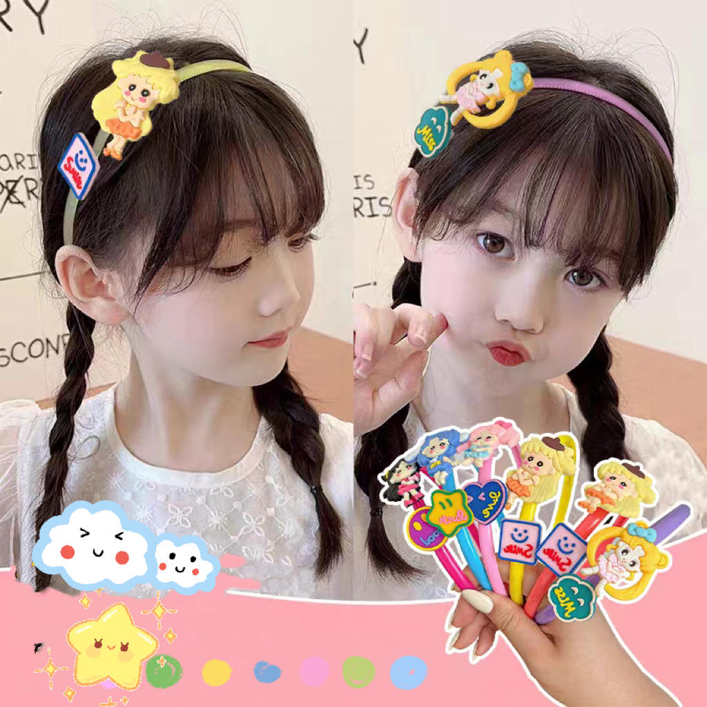 emie cute Cartoon Hair Bands Korean Style Fabric Pleated Headband for ...
