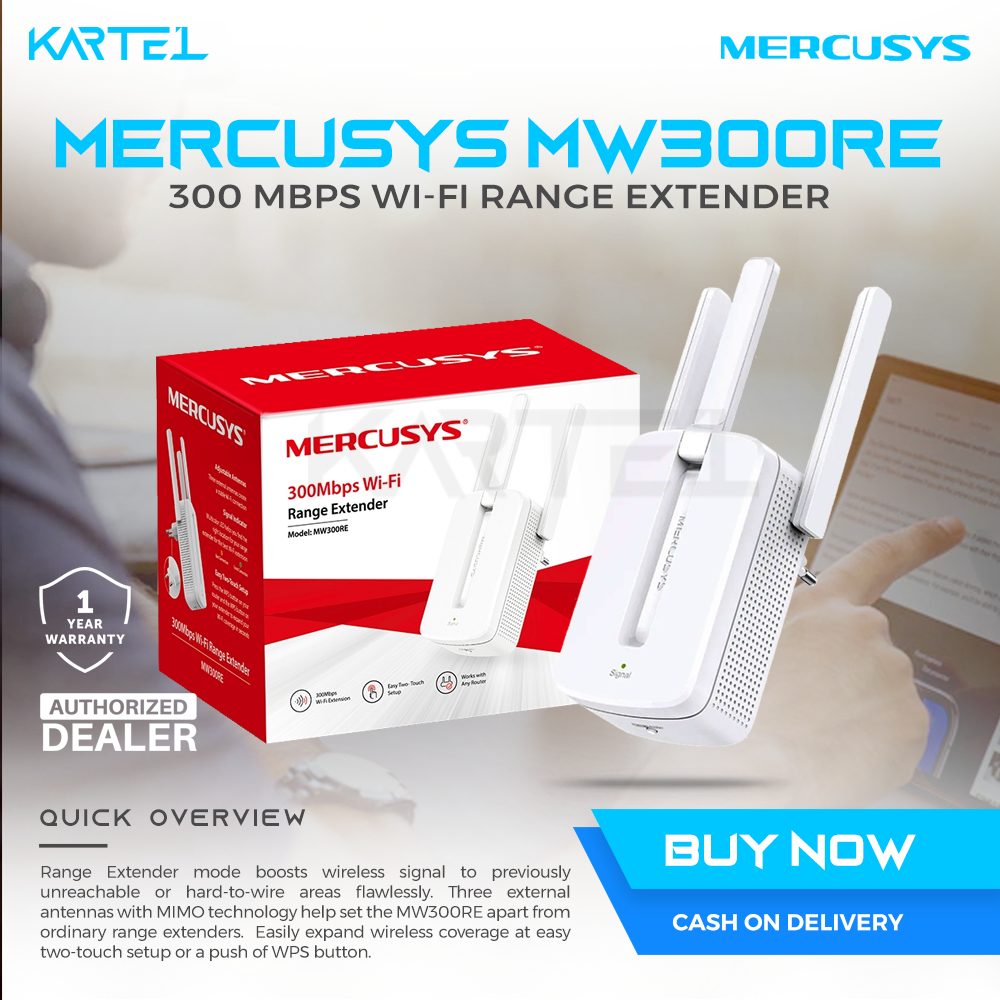 Mercusys MW300RE 300Mbps Wi-fi Extender Wifi Repeater Signal Booster ...