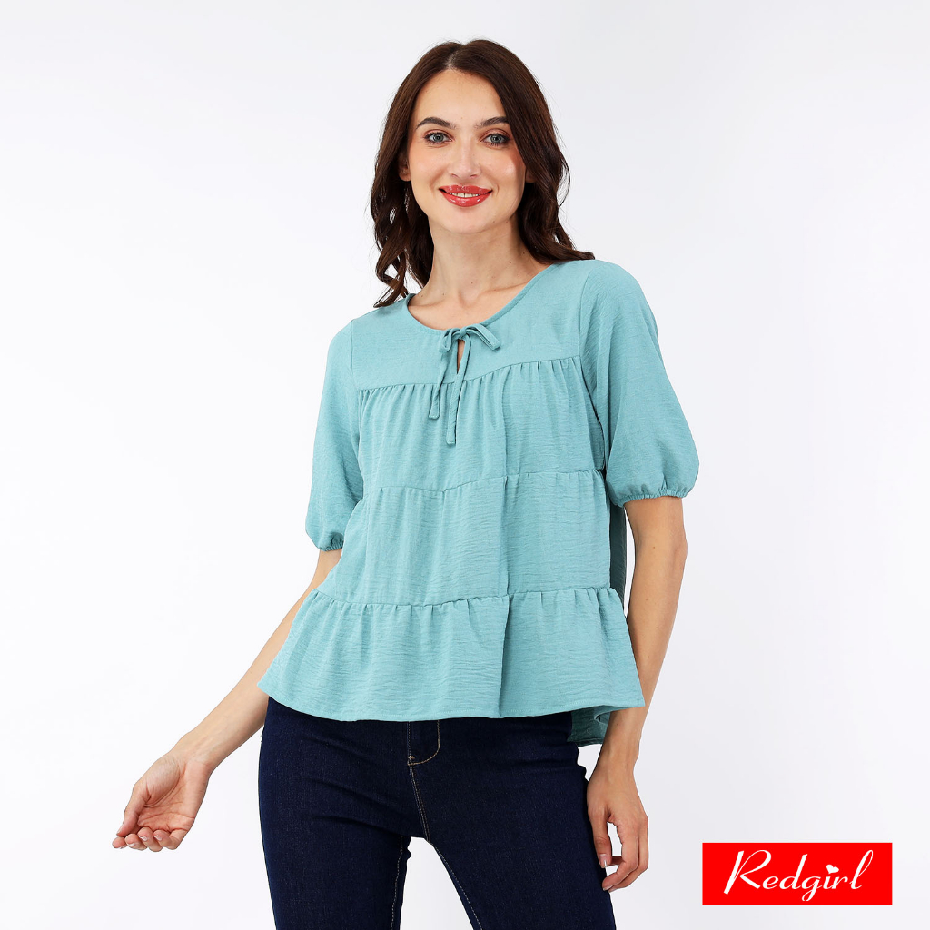 Red Girl Short Sleeves Roundneck Blouse RSLT04-0440 | Shopee Philippines