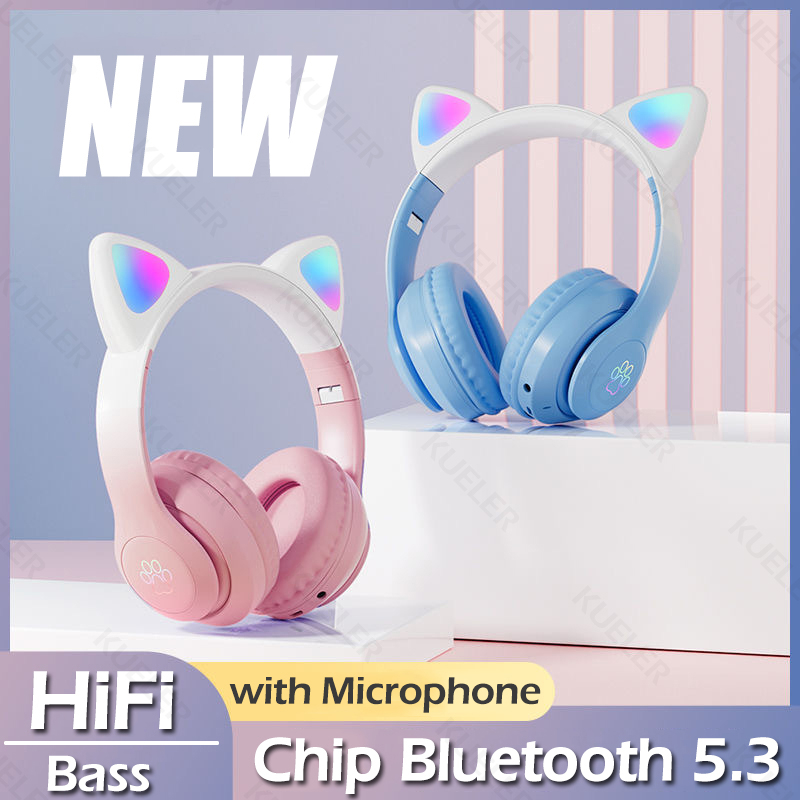 STN-28 Pro Cat Ear Bluetooth Headphone with Microphone HiFi Stereo Wireless Headset Bluetooth ...