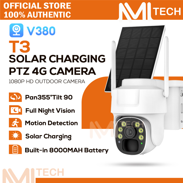 V380 T3 Solar Power CCTV 4G 1080P IP Camera Bulit-in 8000mAh Battery ...